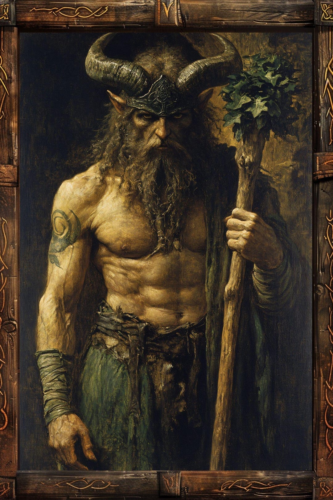 Oak King Art Print, Celtic Myth Mythology, Litha Summer Solstice, Wicca ...