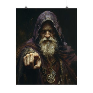 Merlin the Magician Art Print, Wizard Sorcerer, Arthurian Legend ...