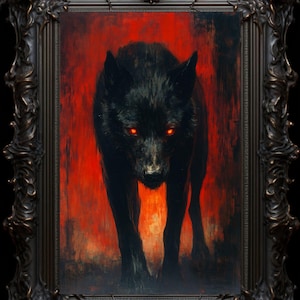 Hellhound Art Print, Demon Devil Dog, Guardian Underworld Hell, Dark ...