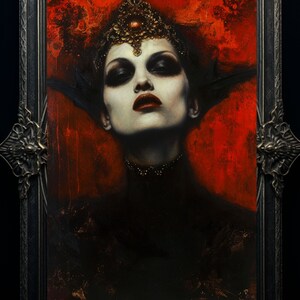 Blood Queen Art Print, Home Wall Decor, Vampire Countess Monarch, Dark ...