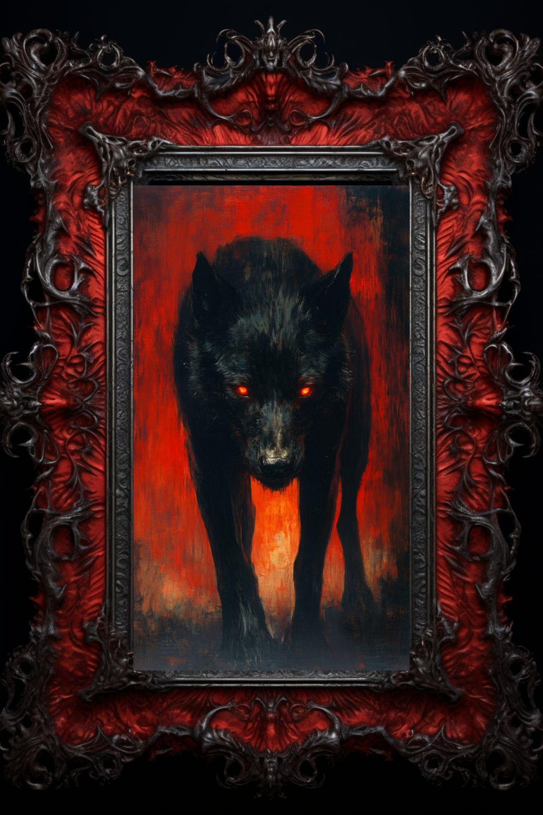 Hellhound Art Print, Gothic Macabre Fantasy, Mythic Creature - Etsy