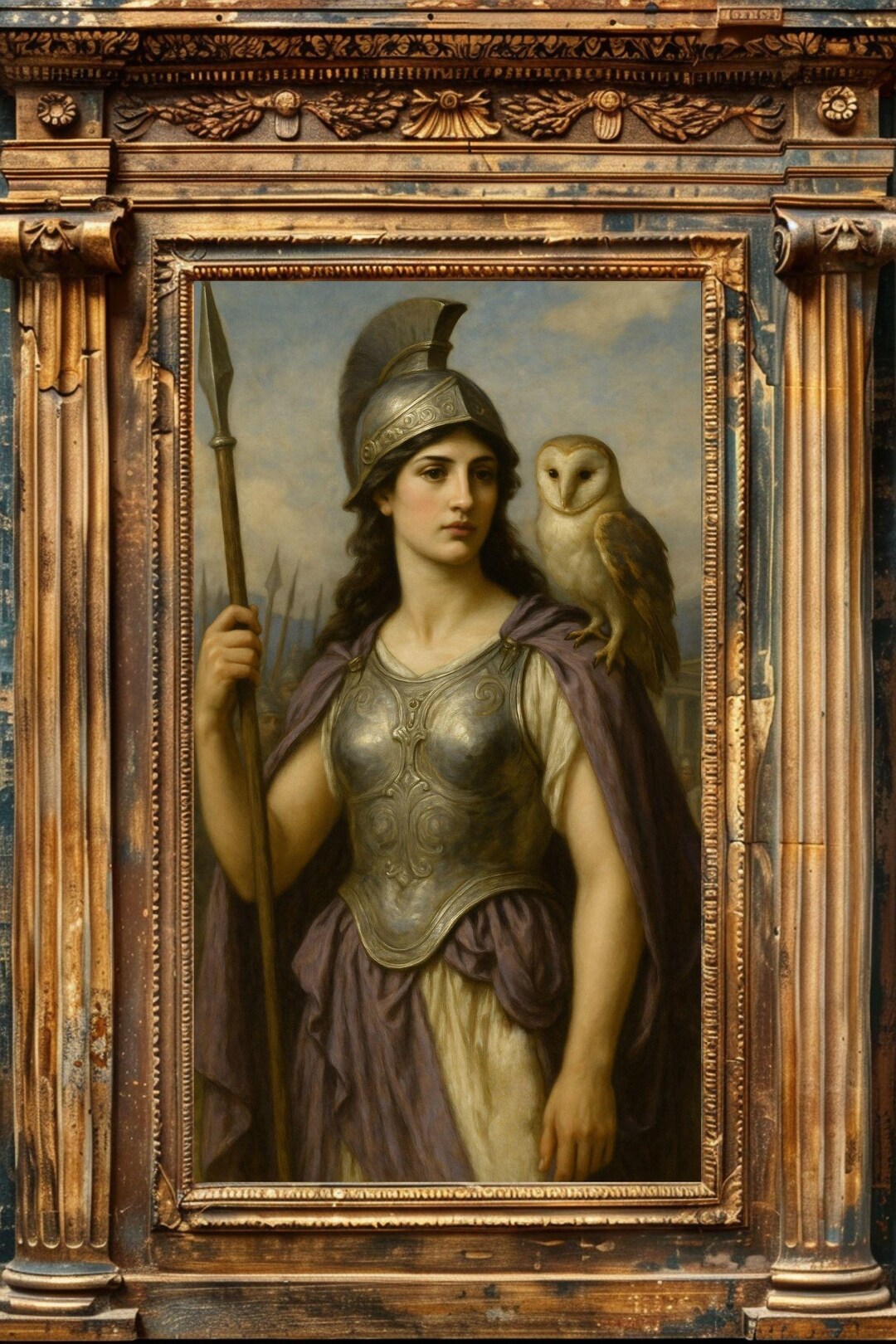 Athena Art Print: Greek Goddess of Wisdom, Owl & Spear - Etsy