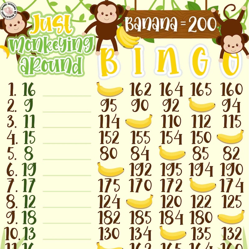 Monkey Bingo - Etsy
