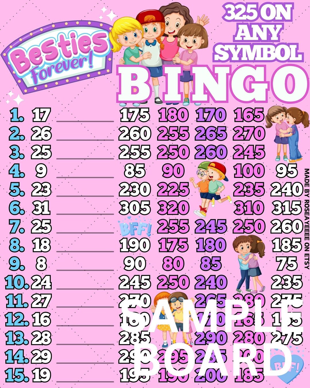 Besties 325 WTA *2 Versions* Reg. & Pro. Board (min. 40), 15 Line PYP ...