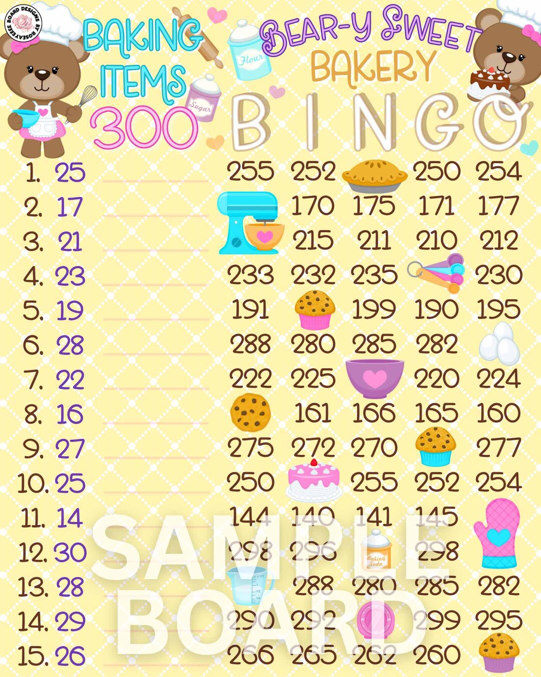 Bear-y Sweet Bakery 300 *2 Versions* Reg. WTA & Pro. Boards, 1-15 Line ...