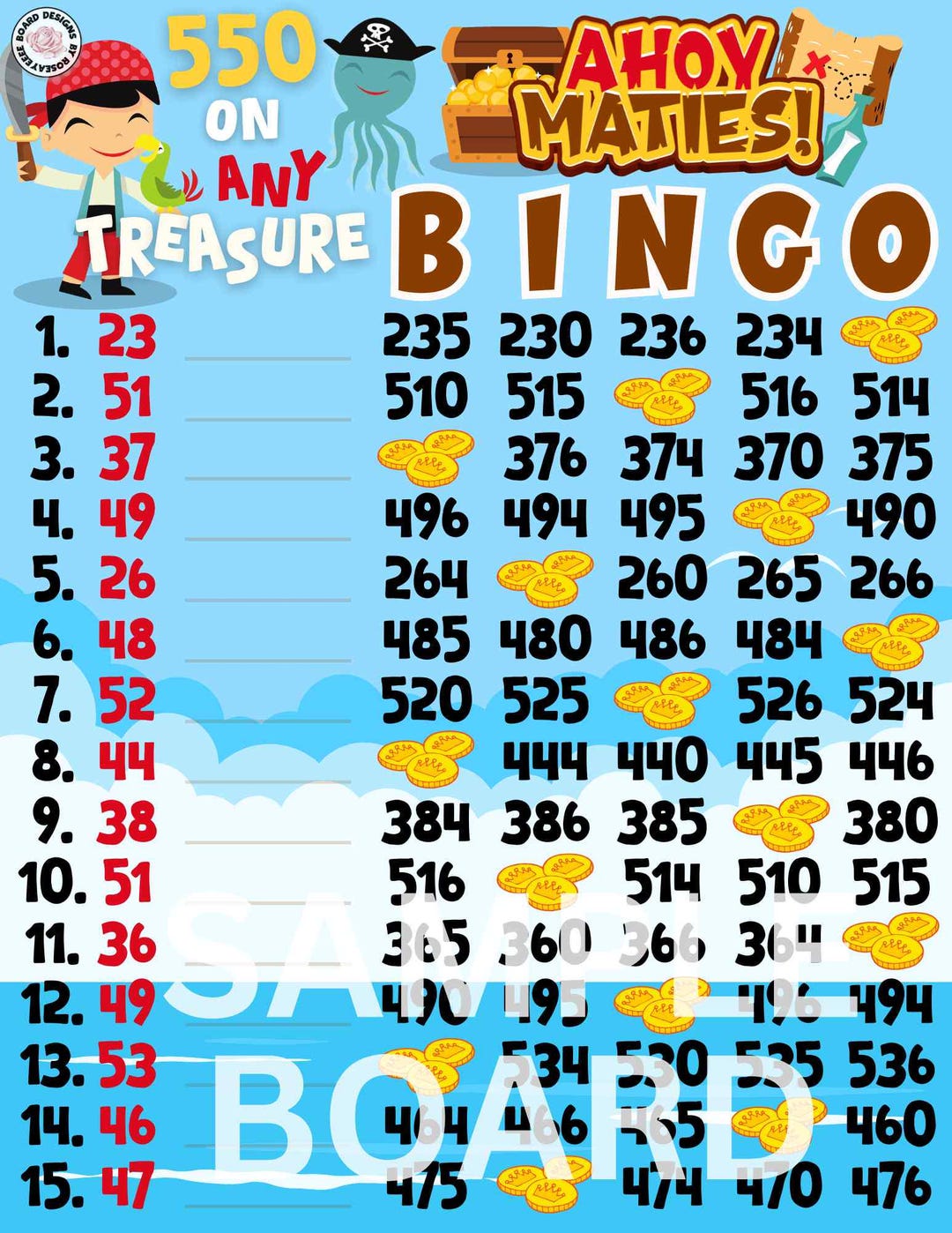 Ahoy Maties! 550 *2 Versions* Reg. WTA & Pro. Boards, 15 Line PYP ...