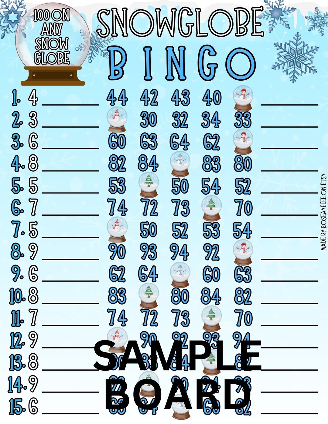 DECEMBER! Snow Globe 100 WTA (with/without Lines/simplified) 15 Line ...