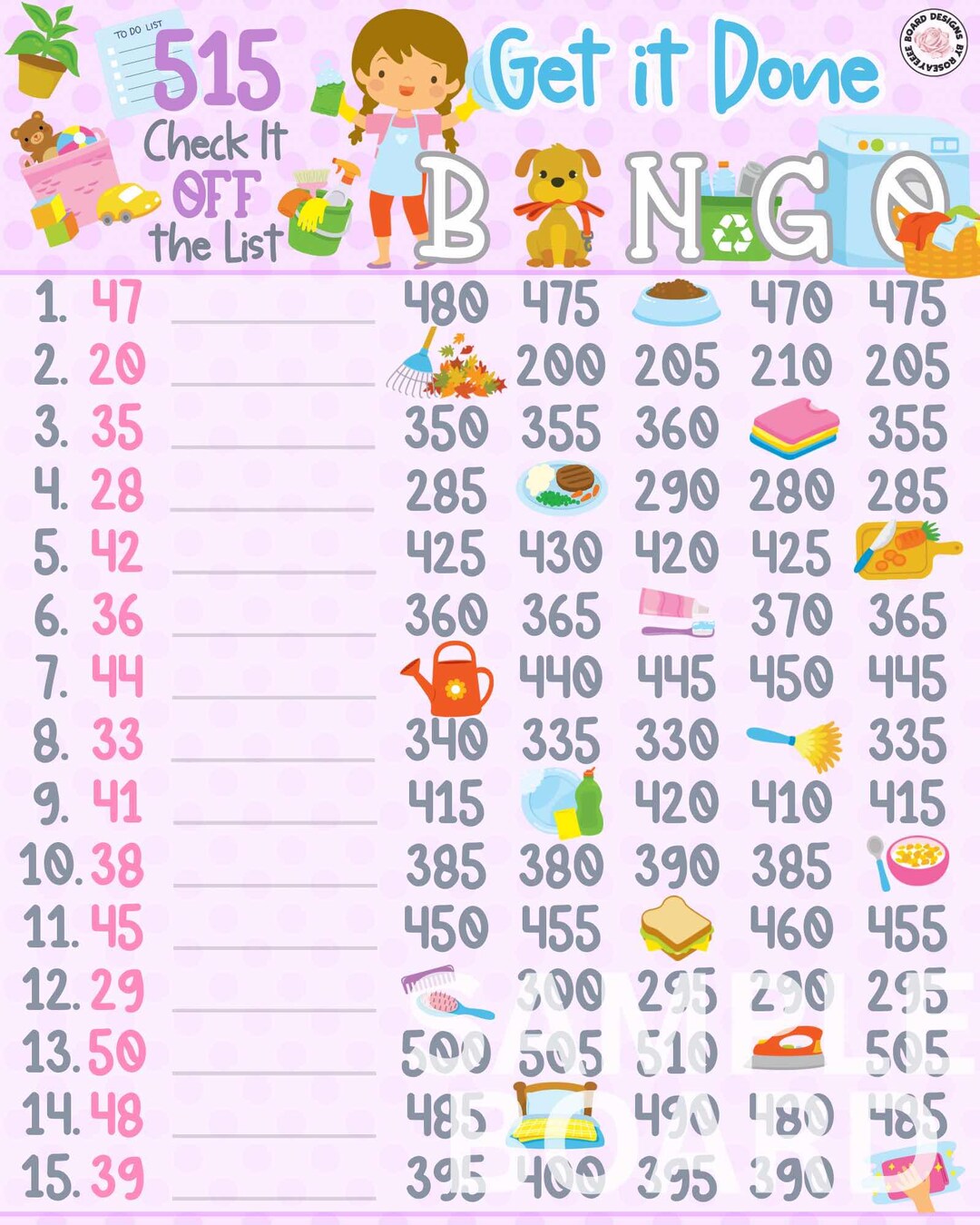 Get It Done 515 *2 Versions* Pro WTA, With & Without Lines, 1-15 Line PYP Themed Bingo/bno ...