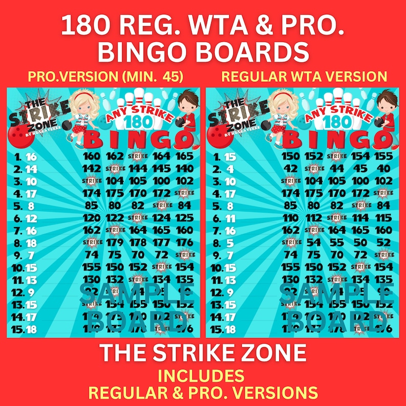 The Strike Zone 180 *2 Versions* Reg. WTA & Pro. Board (min. 45), 15 ...