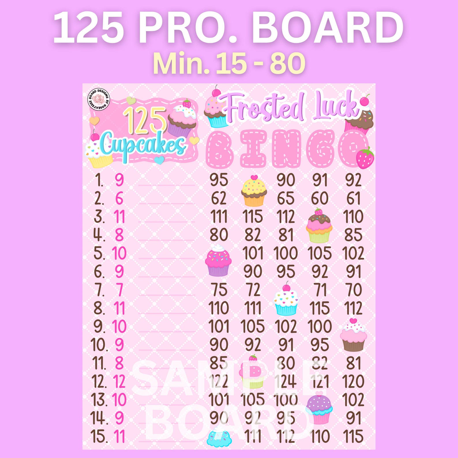 Frosted Luck 125 *2 Versions* Reg. WTA & Pro. Boards, 1-15 Line PYP ...