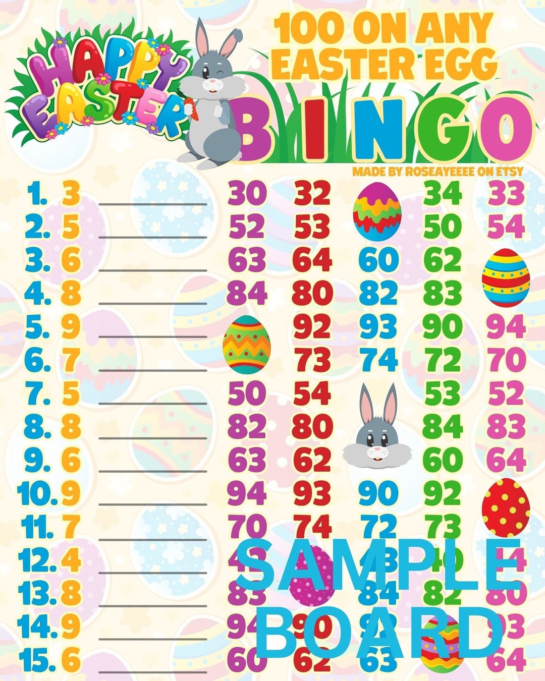 EASTER! Happy Easter 100 WTA *2 Versions* Reg. & Pro. Board (min. 20 ...