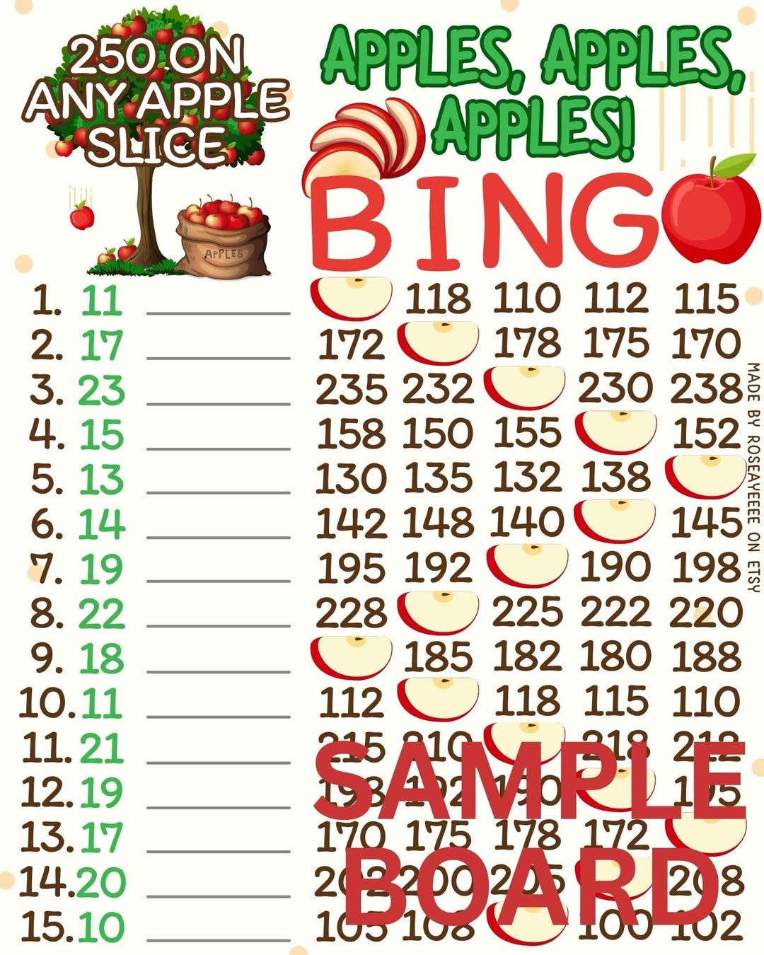 Apples, Apples, Apples! 250 WTA *2 Versions* Reg. & Pro. Board (min. 30 ...