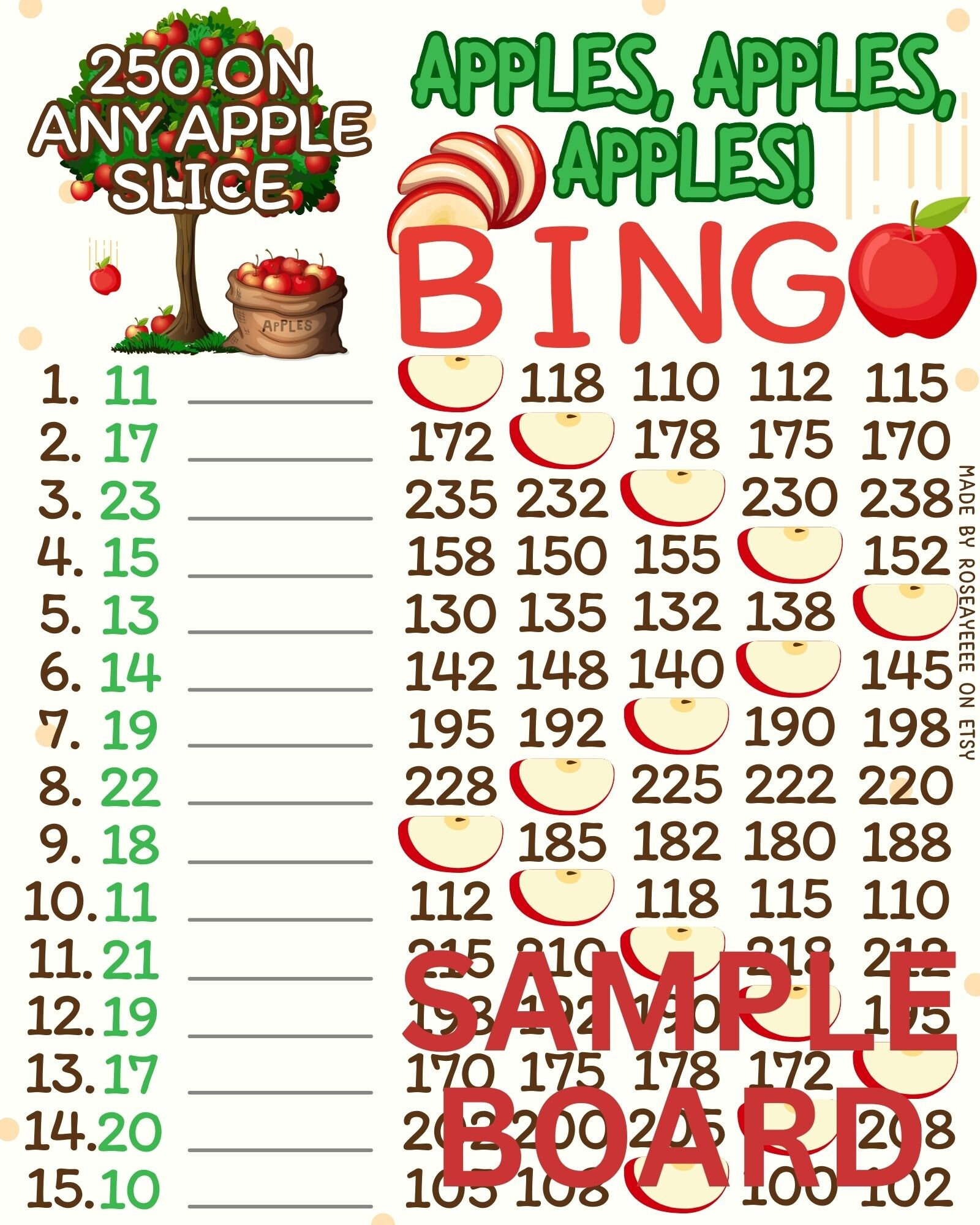 Apples, Apples, Apples! 250 WTA *2 Versions* Reg. & Pro. Board (min. 30 ...