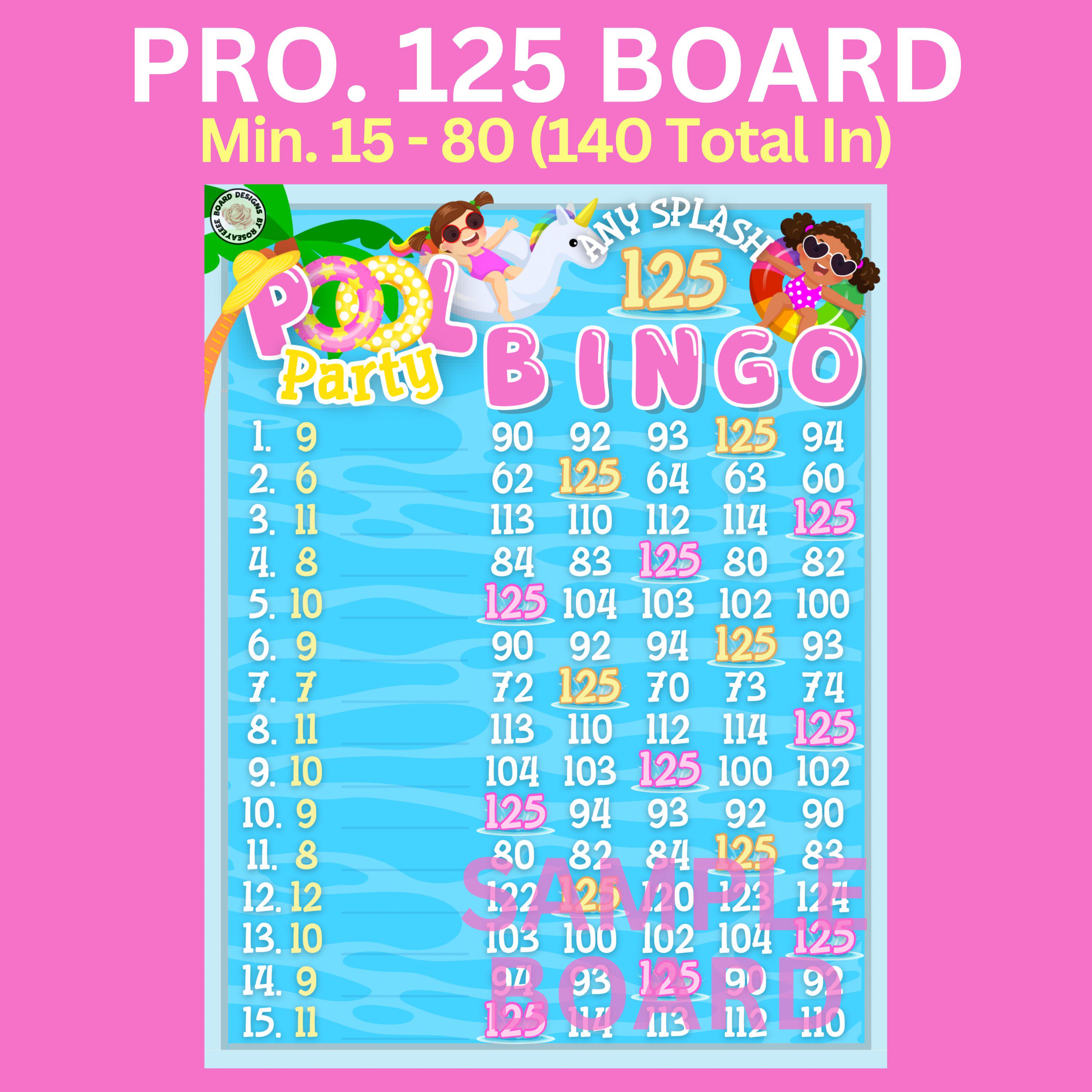 Pool Party 125 *2 Versions* Reg. WTA & Pro. Boards, 15 Line PYP Themed ...