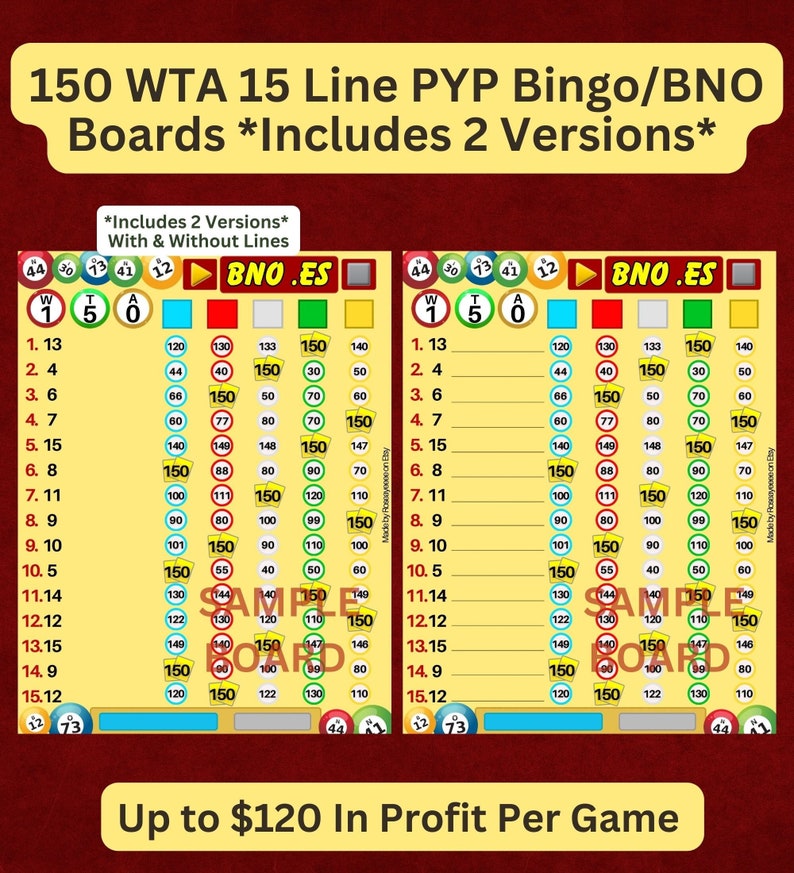 Bno.es 150 WTA in Each Row, 15 Line PYP Themed Bingo Board - Etsy