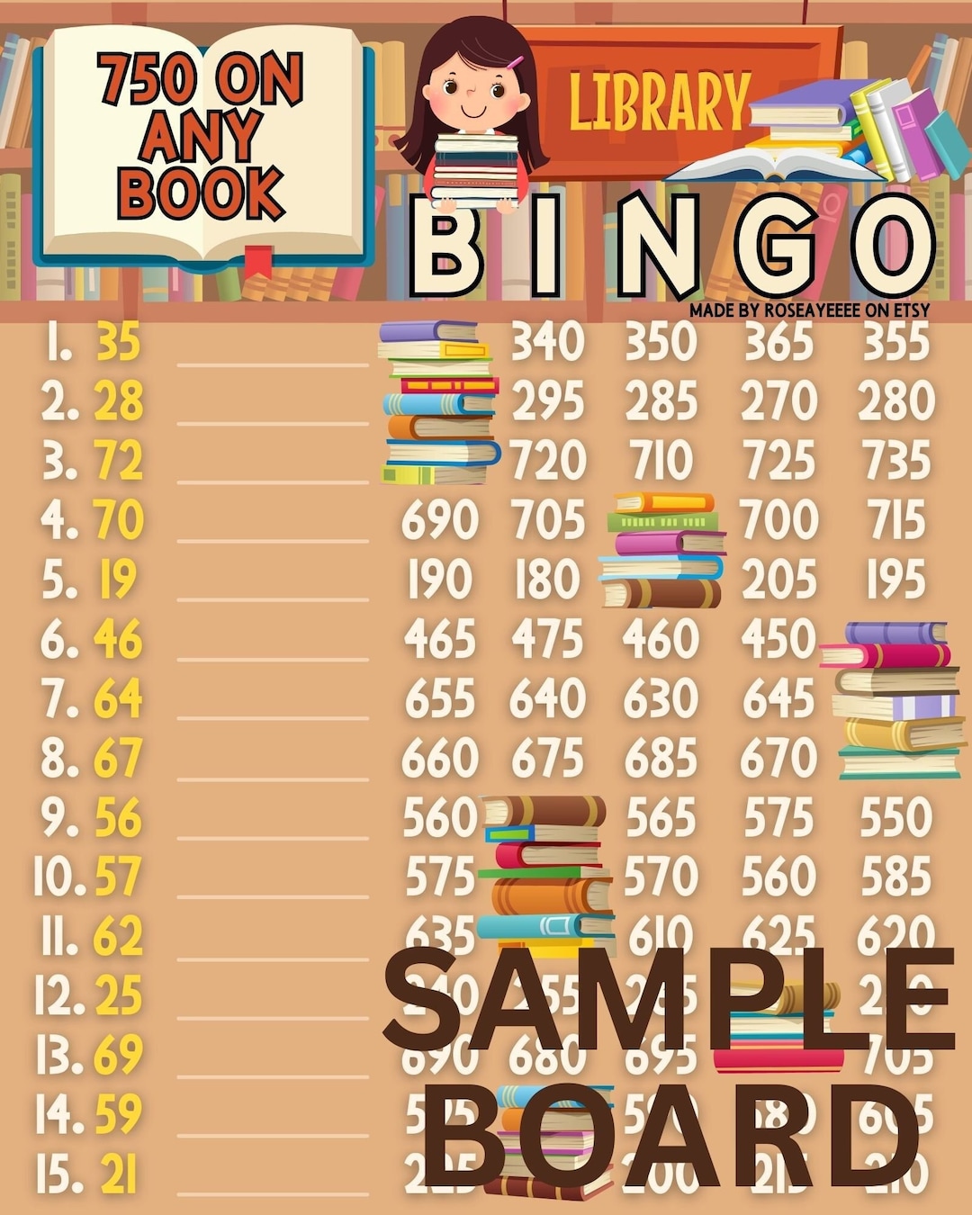 Library 750 WTA *2 Versions* Reg. & Pro. Board (min. 100), 15 Line PYP ...