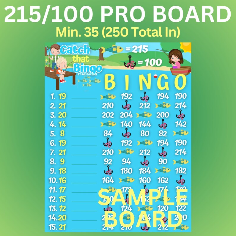 Catch That Bingo 215/100 in Each Row, Reg & Pro (min. 35) Versions *2 Versions*1-15 Line Bingo ...