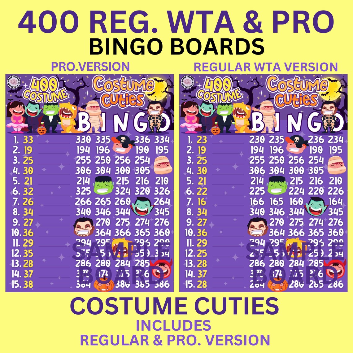HALLOWEEN! Costume Cuties 400 *2 Versions* Reg. WTA & Pro. Boards, 15 ...