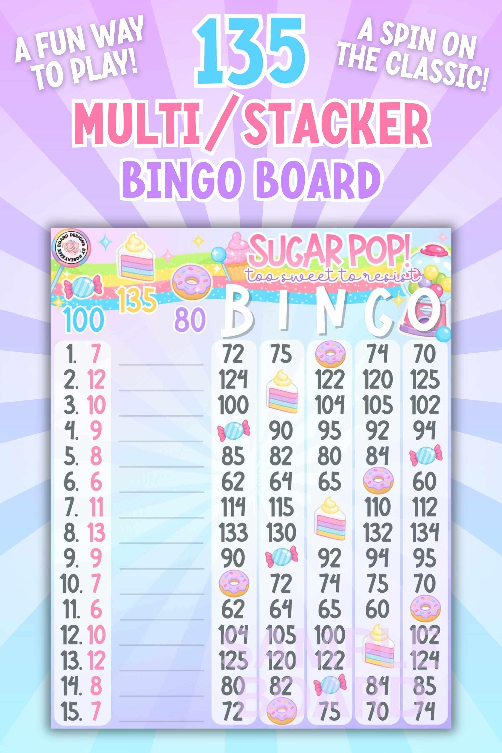 Sugar Pop! 135 Multi/stacker Bingo Board - Etsy