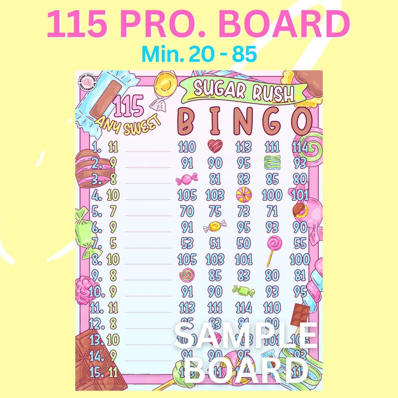 Sugar Rush 115 *2 Versions* Reg. WTA & Pro. Boards, 15 Line PYP Themed ...