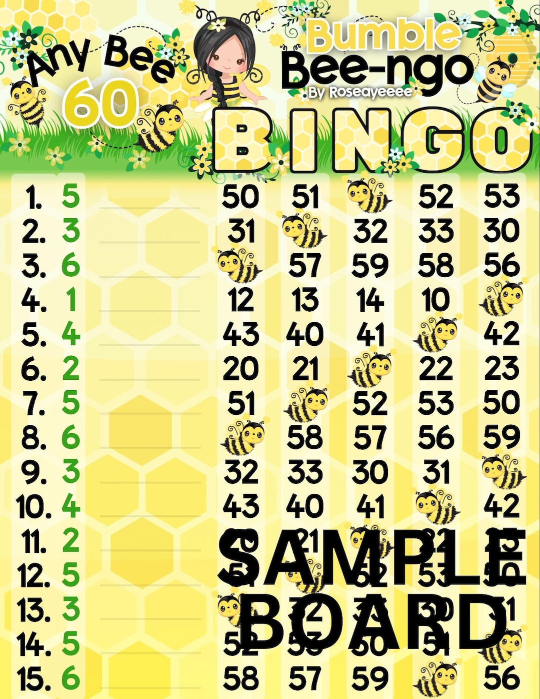 Bumble Bee-ngo 60 *2 Versions* Reg. WTA & Pro. Board (min. 10), 15 Line ...