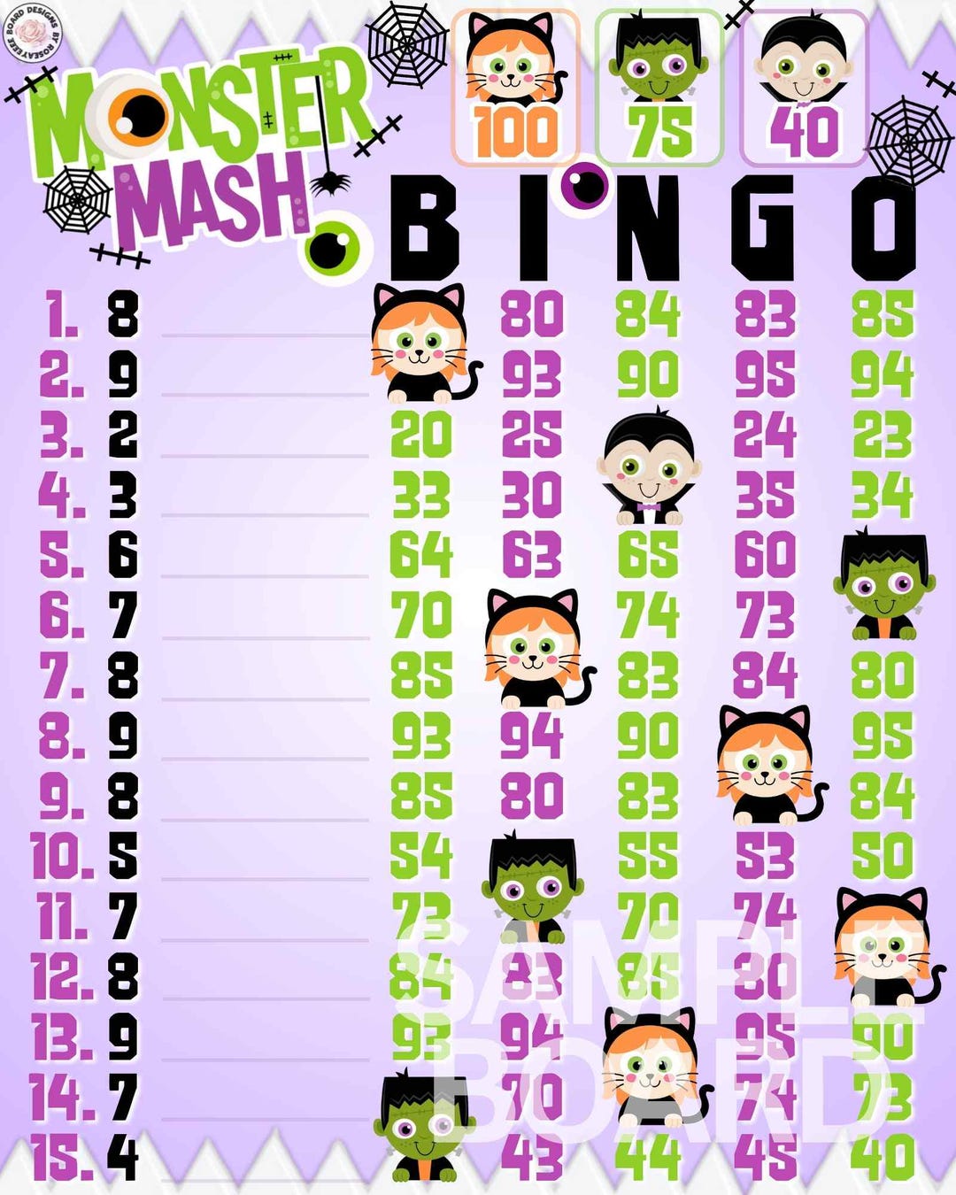 HALLOWEEN! Monster Mash 100 Multi/stacker Bingo Board - Etsy