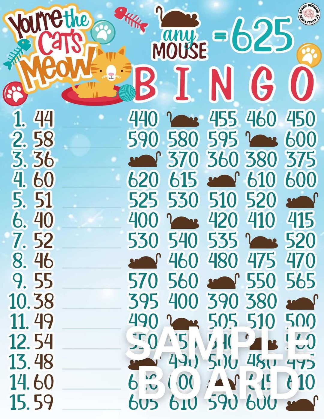 You're the Cats Meow 625 *2 Versions* Reg. WTA & Pro. Boards, 15 Line ...