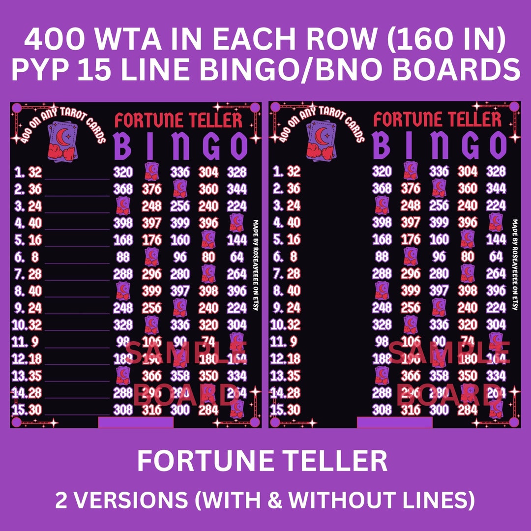 NEW Fortune Teller 400 WTA in Each Row High Roller 15 Line - Etsy