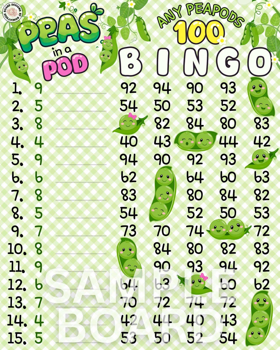 Peas in a Pod 100 *2 Versions* Reg. WTA & Pro. Boards, 1-15 Line PYP ...