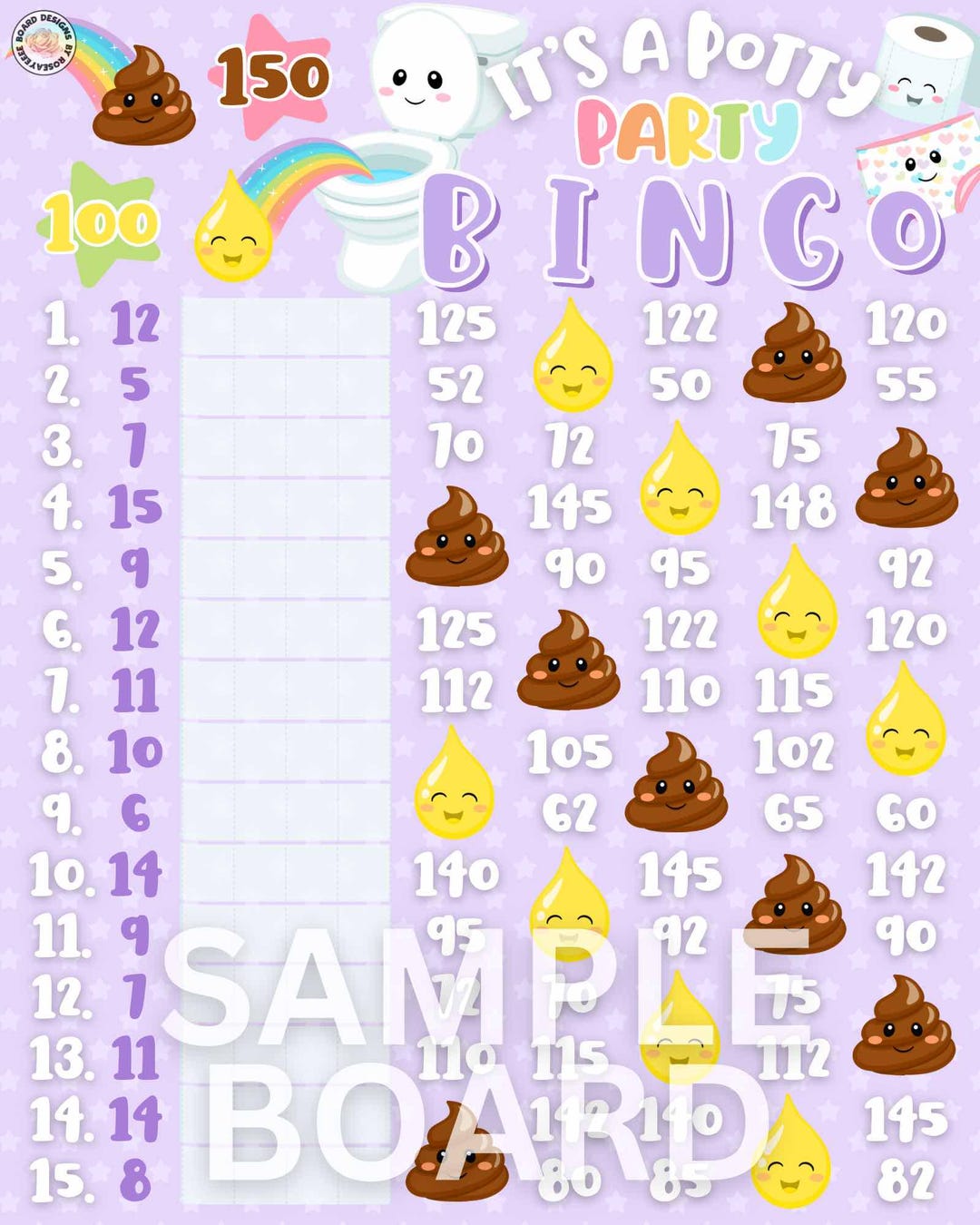 It's A Potty Party! 150 WTA and 100 in Each Row, With/without Lines (no ...