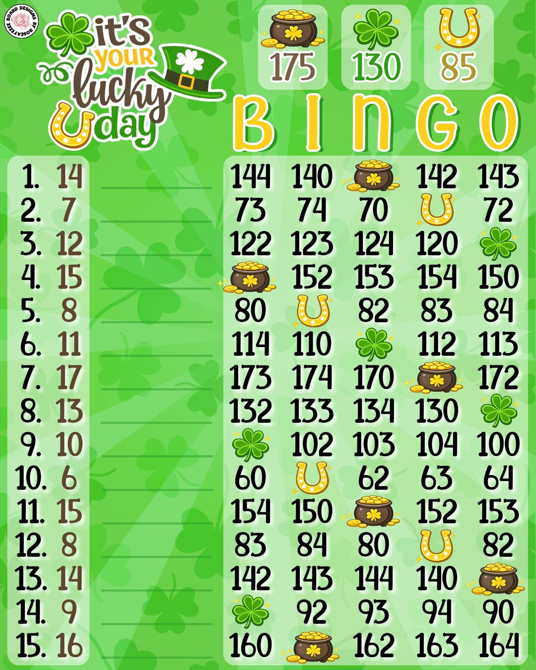 It's Your Lucky Day 175 Multi/stacker With & Without Lines Bingo Boards ...