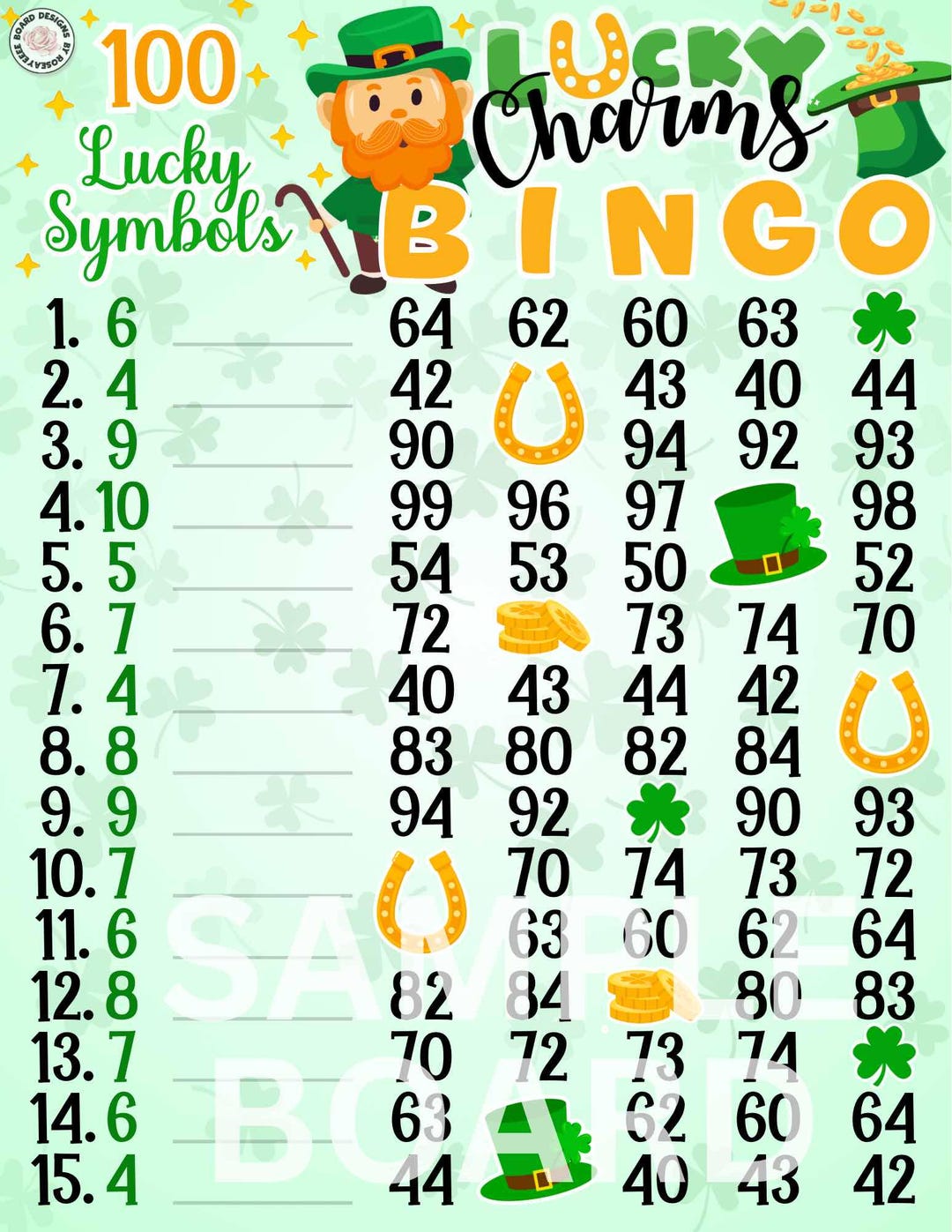 SAINT PATRICKS! Lucky Charms 100 *2 Versions* Reg. Wta & Pro. Boards ...