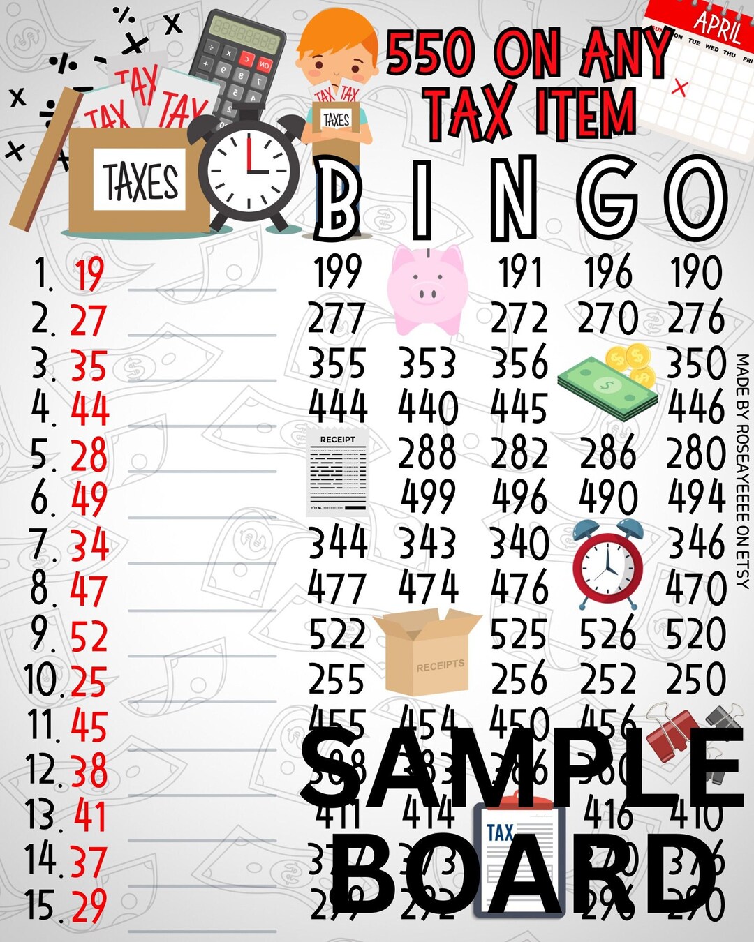 Taxes 550 WTA 2 Versions Regular & Pro. Board min. 100, 15 Line PYP ...