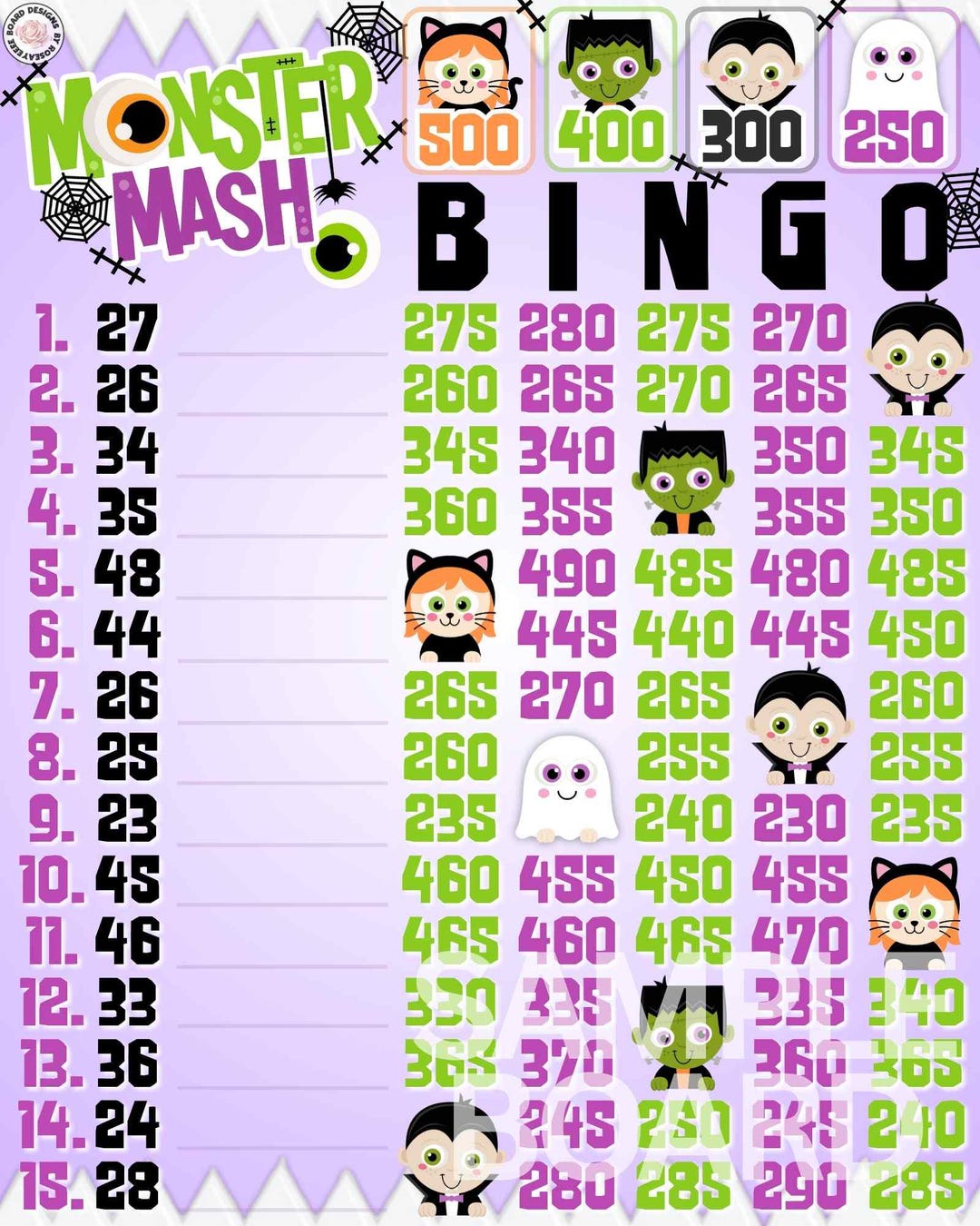 HALLOWEEN! Monster Mash 500 Multi/stacker Bingo Board - Etsy