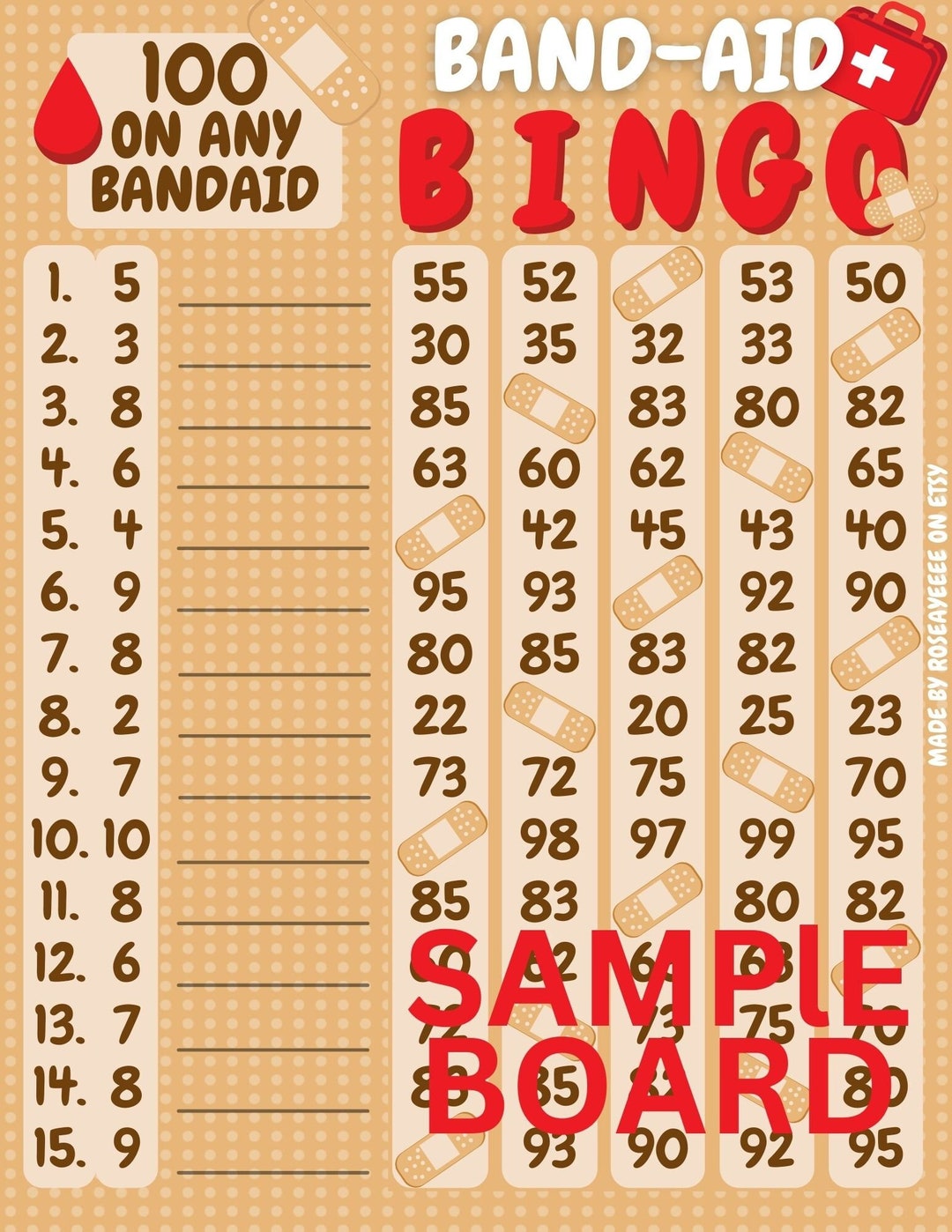 Band-aid 100 WTA (with & Without Lines), 15 Line PYP Themed Bingo Board ...