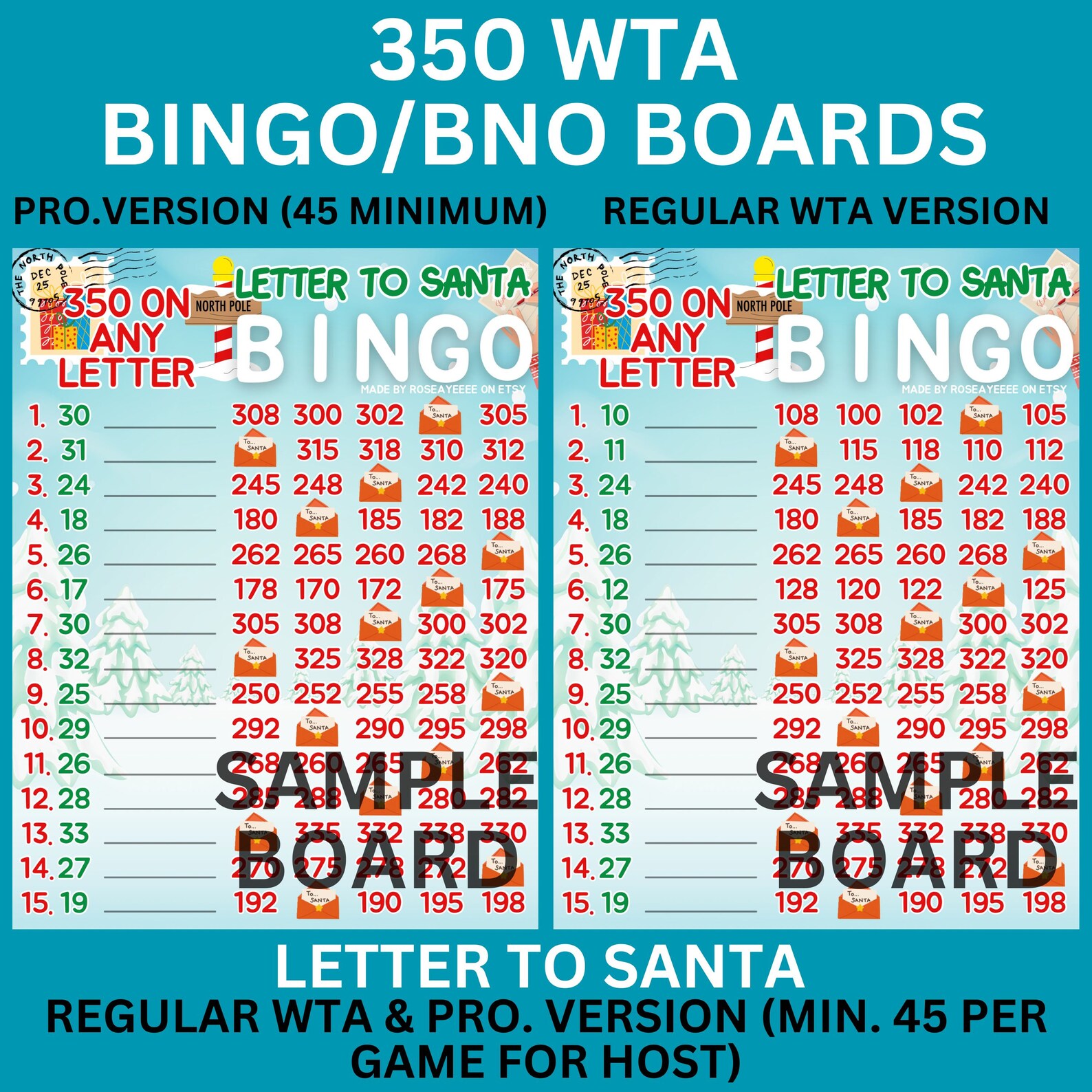 HOLIDAY Letter to Santa 350 WTA & Pro. Board min. 45, 15 Line PYP ...