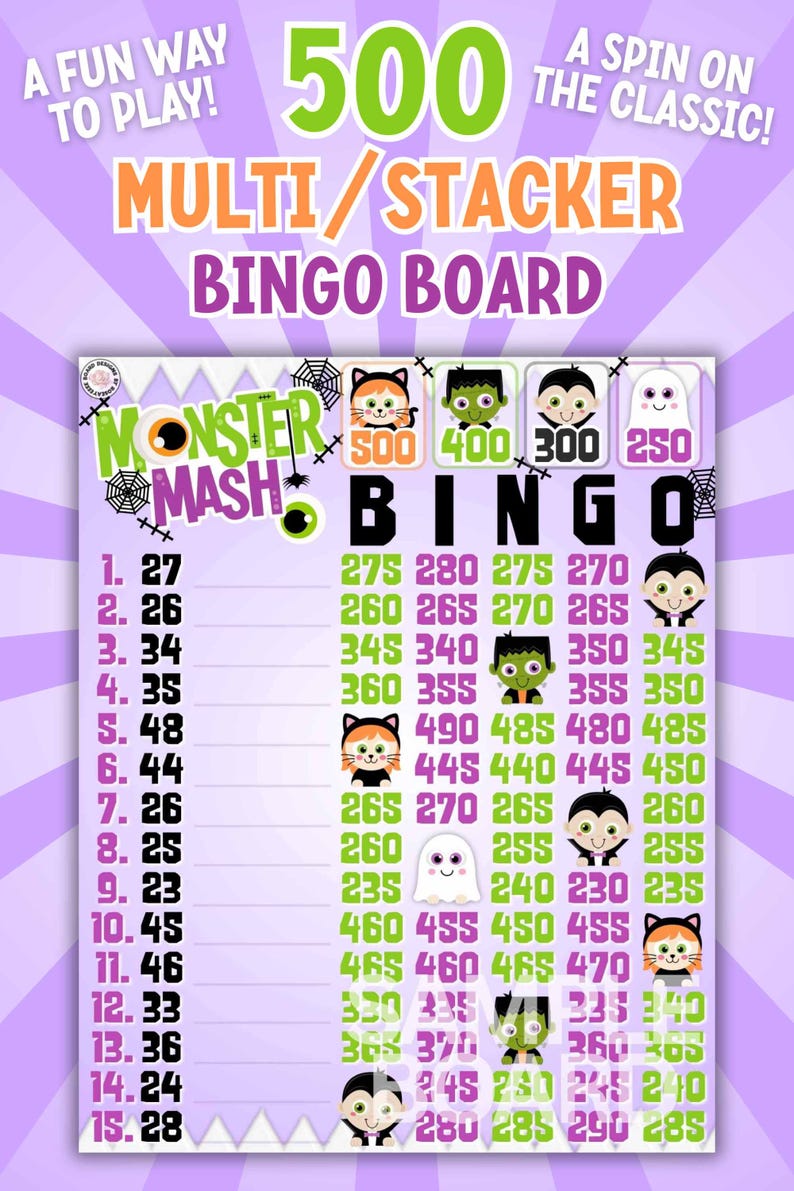 HALLOWEEN! Monster Mash 500 Multi/stacker Bingo Board - Etsy
