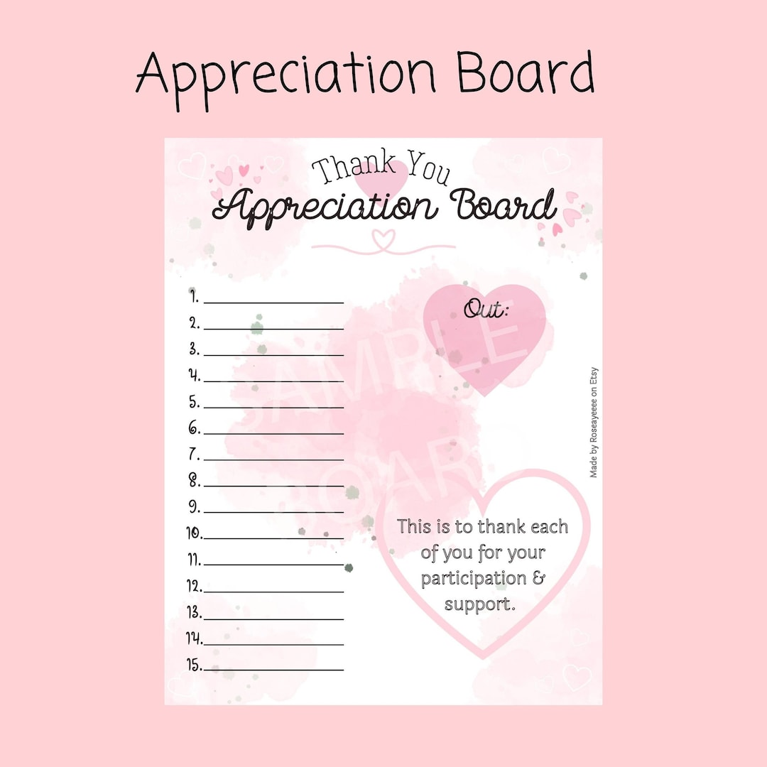 SALE! Pink Hearts Appreciation Board - Etsy
