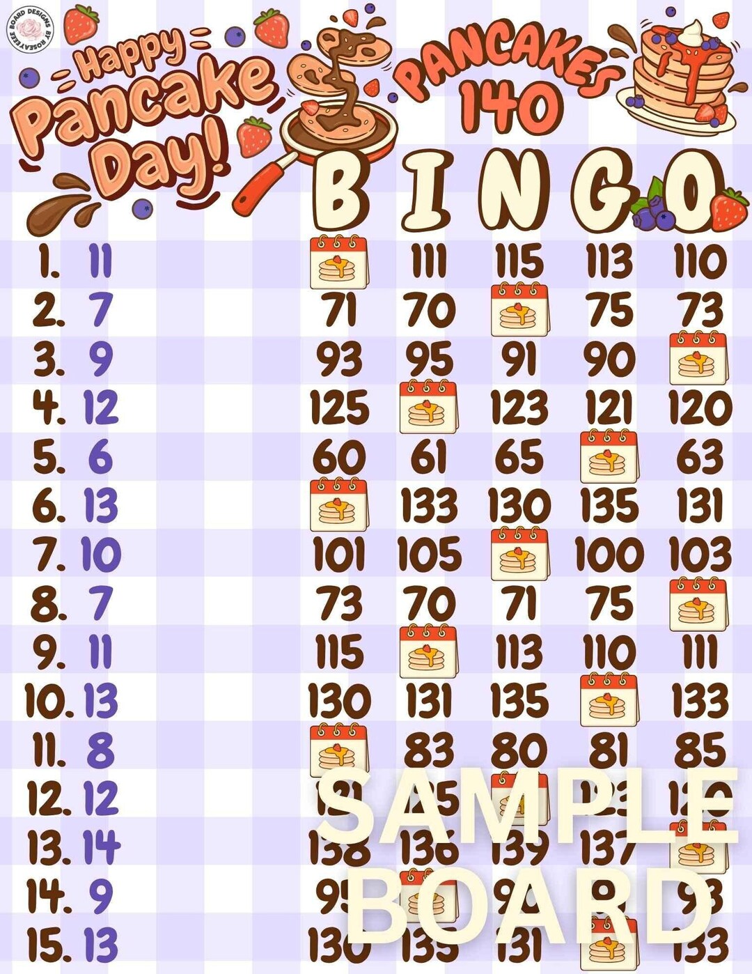 Pancake Day 140 *2 Versions* Reg. WTA & Pro. Boards, 1-15 Line PYP ...