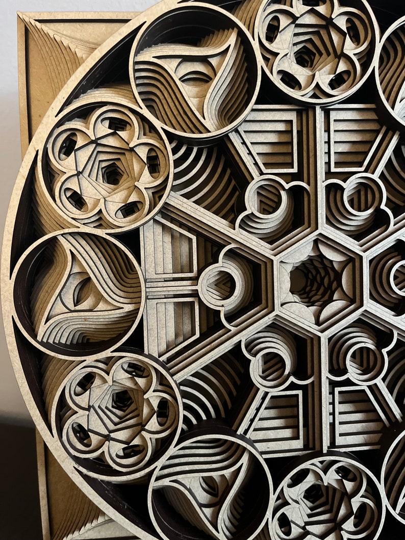 Multi Layer Laser Cut Wood Geometric Mandala Art Spiritual - Etsy