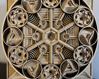 Multi Layer Laser Cut Wood Geometric Art King Honey - Etsy