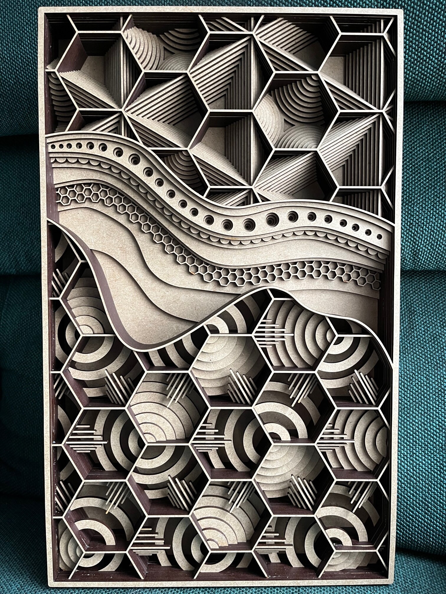 Multi Layer Laser Cut Wood Geometric Art King Honey - Etsy