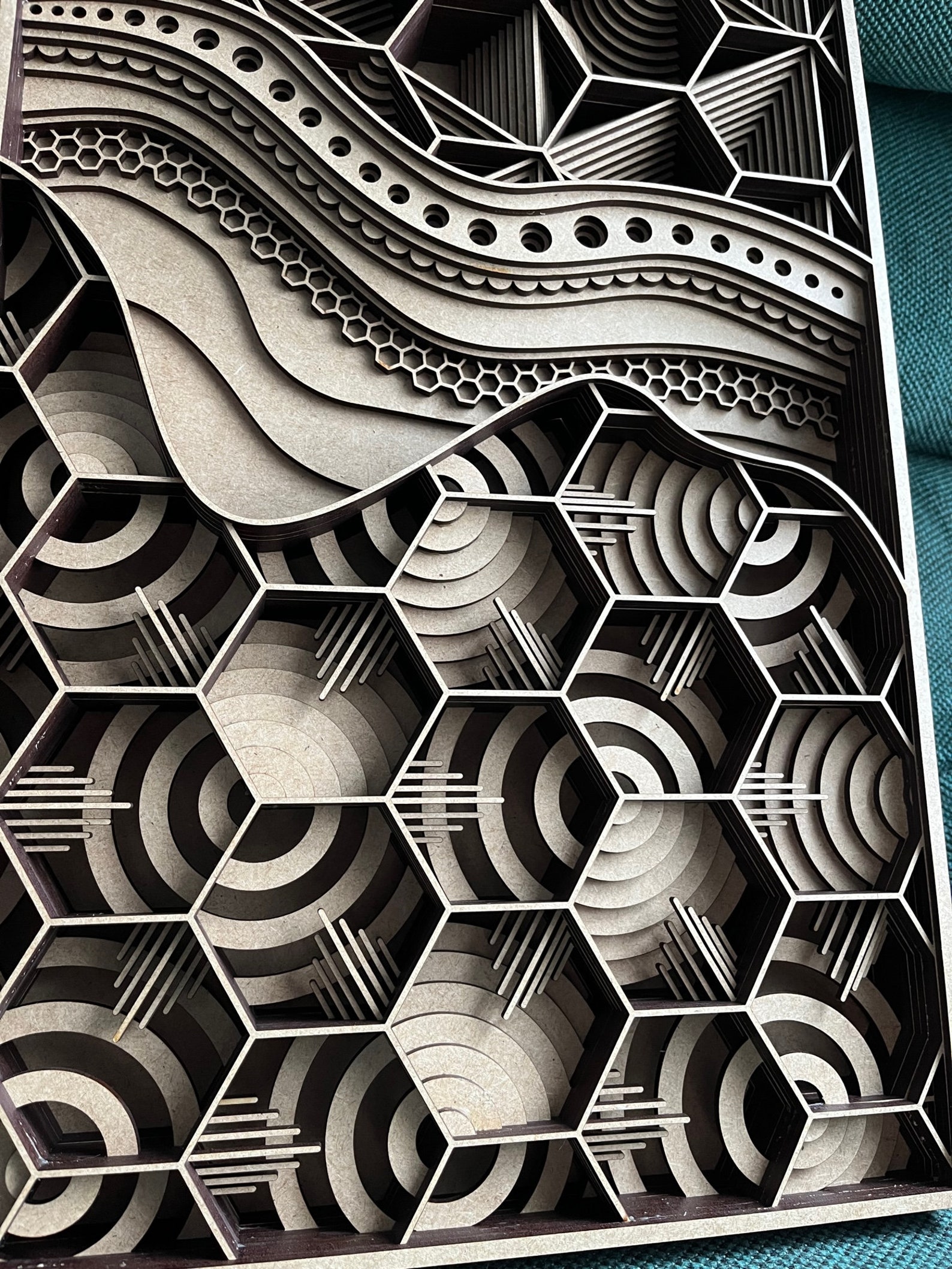 Multi Layer Laser Cut Wood Geometric Art King Honey - Etsy
