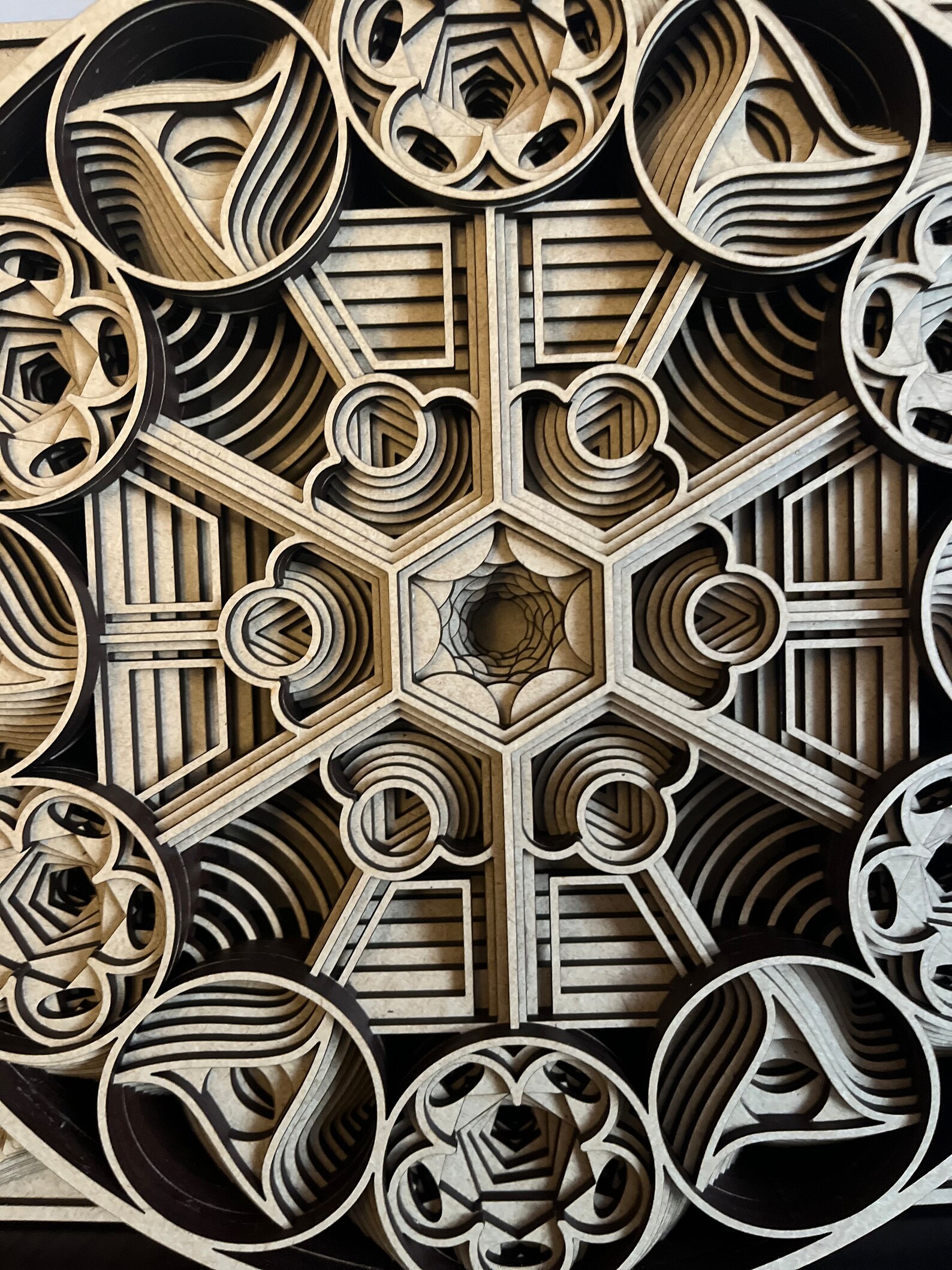 Multi Layer Laser Cut Wood Geometric Mandala Art Spiritual - Etsy