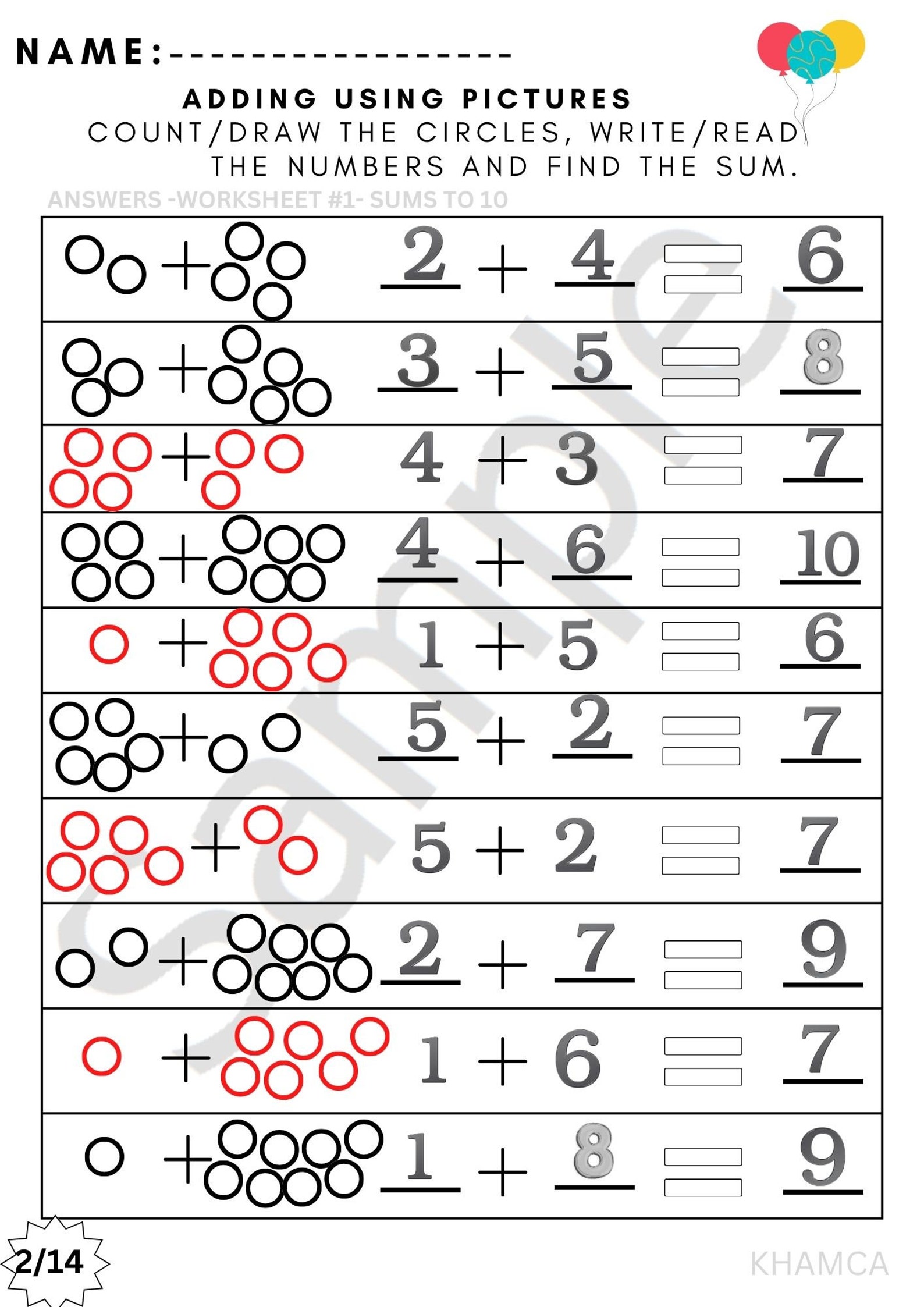 24 Printable Addition and Subtraction Worksheets. Adding Using Pictures ...
