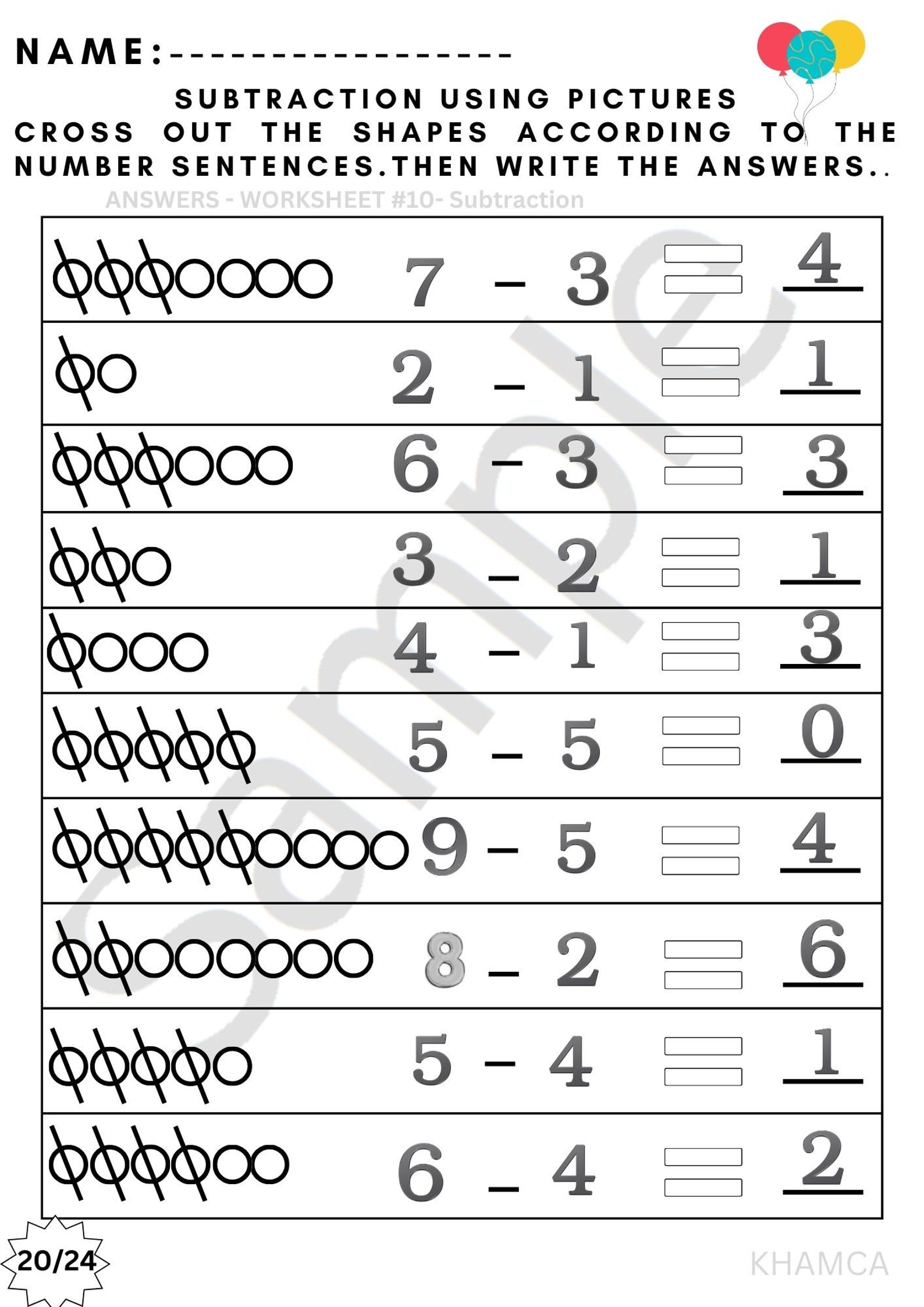24 Printable Addition and Subtraction Worksheets. Adding Using Pictures ...