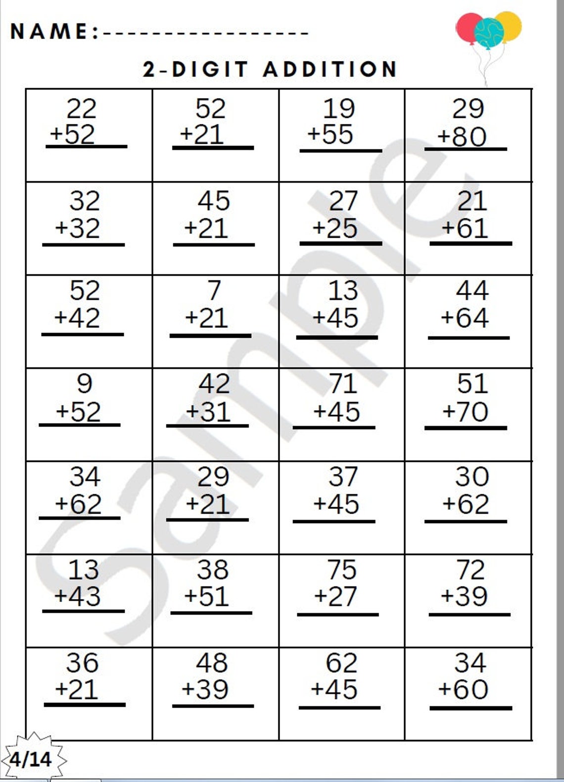 14 Printable Two Digit Addition and Subtraction Worksheets. Double ...