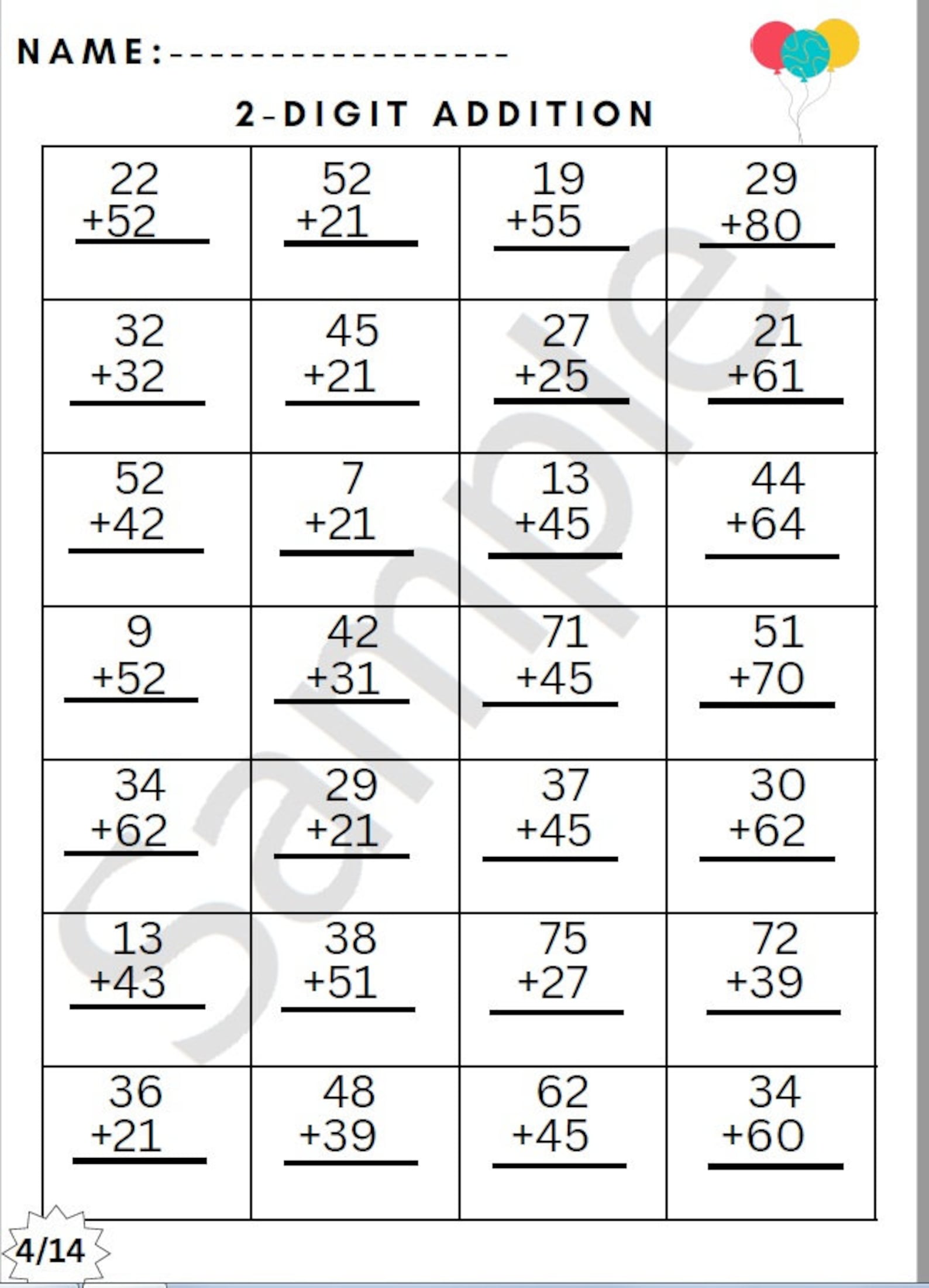 14 Printable Two Digit Addition and Subtraction Worksheets. Double ...