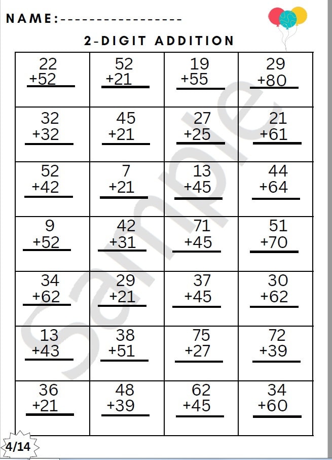 14 Printable Two Digit Addition and Subtraction Worksheets. Double ...