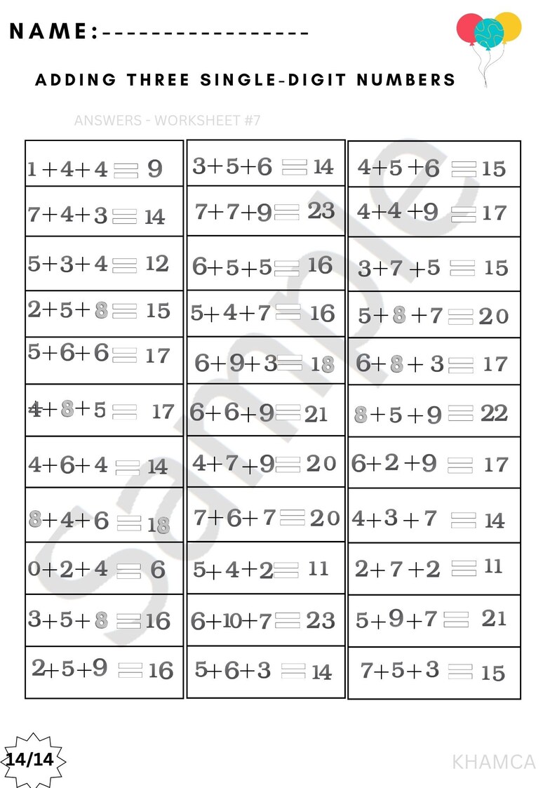 14 Printable Addition Worksheets With Answers . Three Digits Addition ...